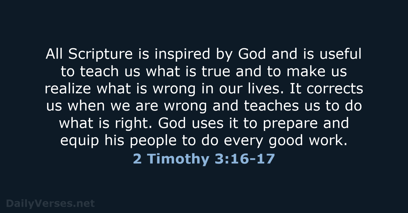 March 8 2016 Bible Verse Of The Day NLT 2 Timothy 3 16 17