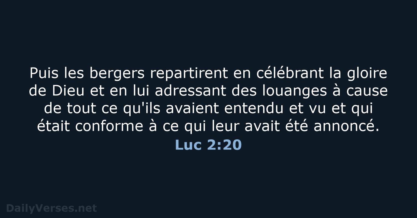 Luc 2:20 - Verset de la Bible - DailyVerses.net